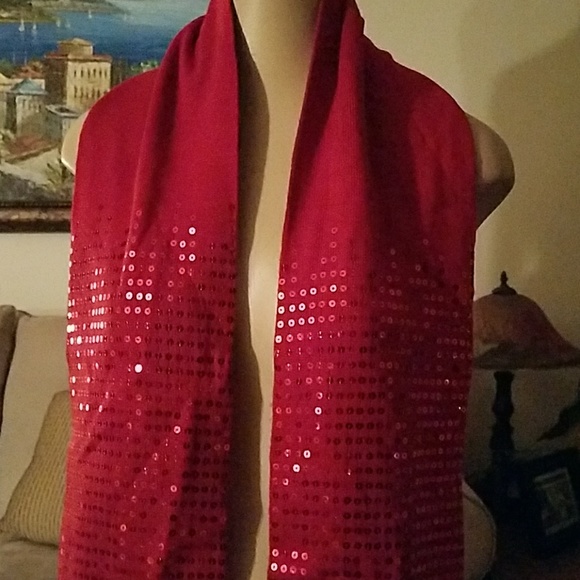 Vintage | Accessories | Redsequined Scarf | Poshmark